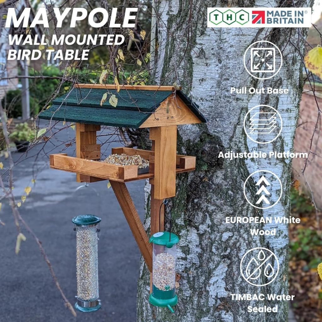 Maypole Wall-Mounted Adjustable Bird Table With Easy Clean Removeable ...